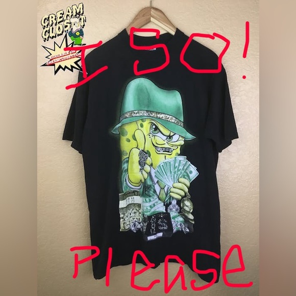 Tops | Iso The Original Rhinestone Gangster Mafia Spongebob Tee | Poshmark